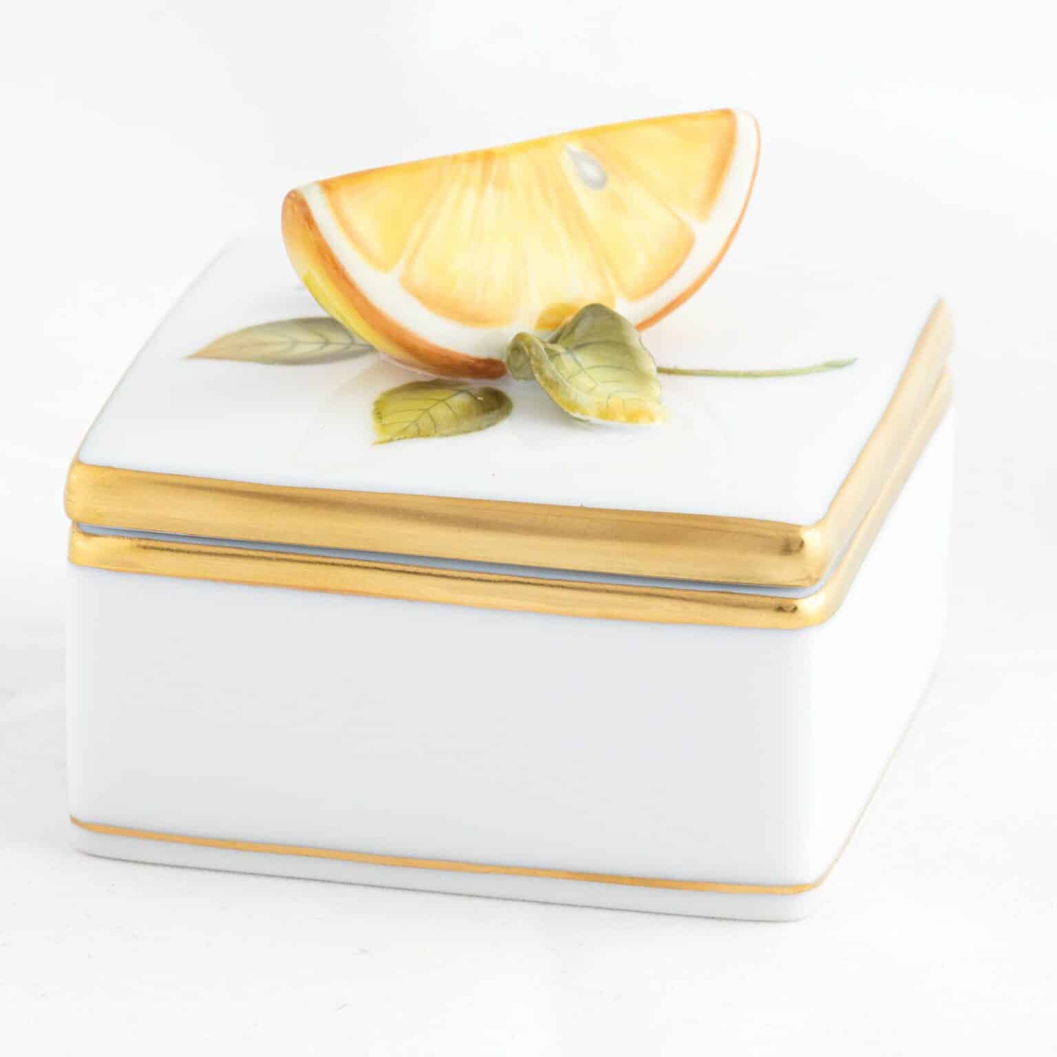 SQUARE BOX WITH ORANGE - Herend Canada