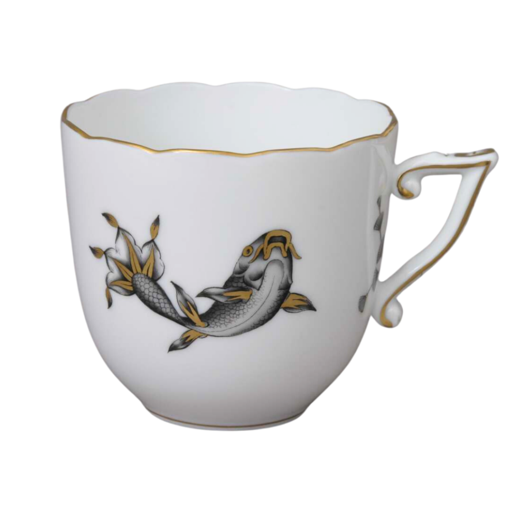 Coffee Cup and Saucer Koi Fish Black - Herend Canada