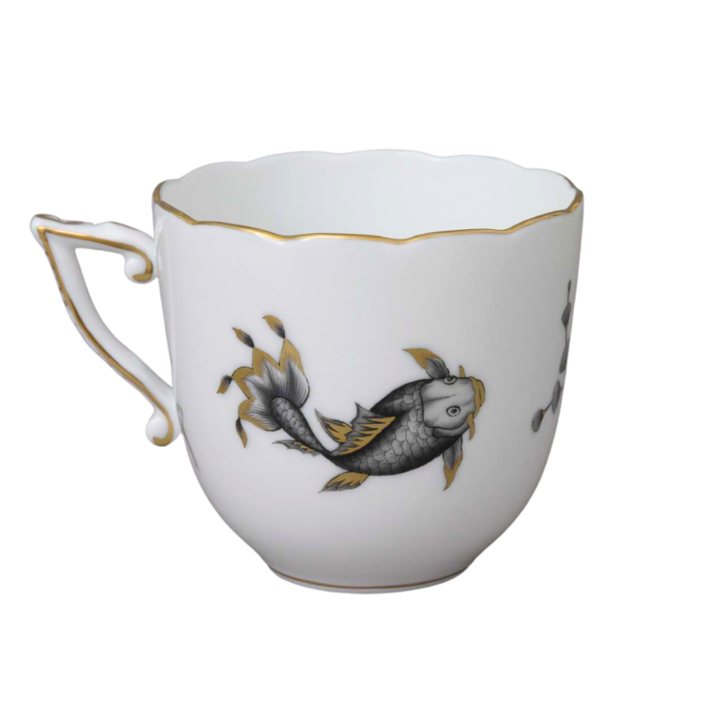 Coffee Cup and Saucer Koi Fish Black - Herend Canada